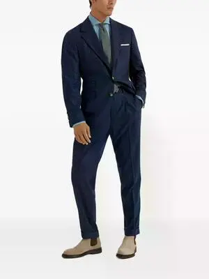 Brunello Cucinelli Pleated-front Wool Trousers - Blue