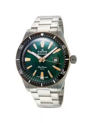 EDOX Skydiver 42mm Automatic Watch - Green
