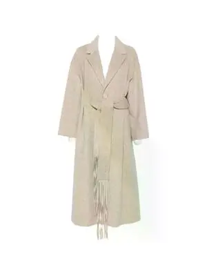ISABELLE BLANCHE Fringe-detail Belted Coat - Neutrals