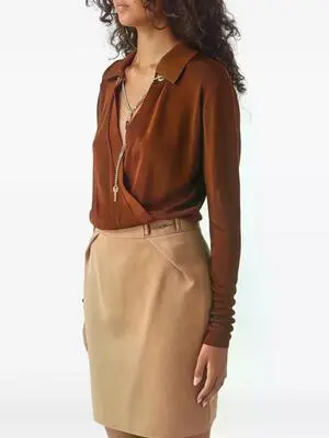Elisabetta Franchi Viscose Yarn Bodysuit With Jewel Chain