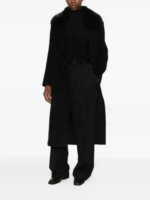 ISABELLE BLANCHE Faux-fur Collar Double-breasted Coat