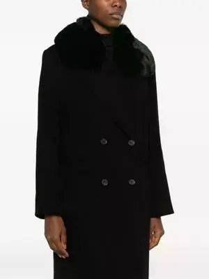 ISABELLE BLANCHE Faux-fur Collar Double-breasted Coat