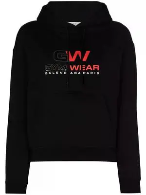 Balenciaga Gym Wear Logo-print Hoodie - Black