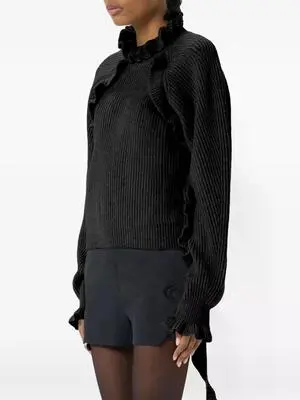 Blumarine Ruffle-trimmed Ribbed-knit Sweater