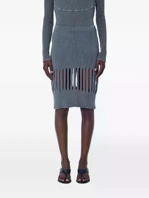 LUEDER Landsknecht Ribbed-knit Midi Skirt - Grey