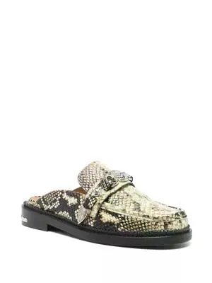 Toga Snake-embossed Buckled Mules