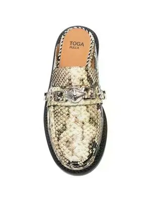 Toga Snake-embossed Buckled Mules