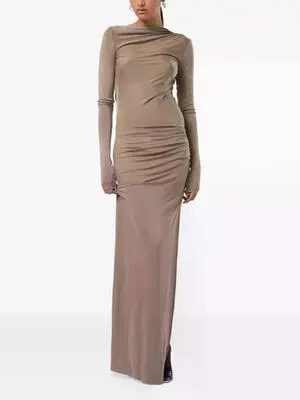 Andamane Sophie Open-back Ruched Maxi Dress - Neutrals