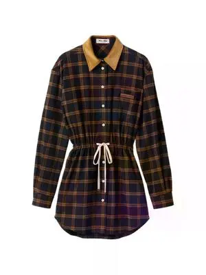 Miu Miu Checked Flannel Dress - Blue