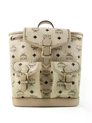 Mcm Mini Aren Visetos Leather Backpack - Neutrals
