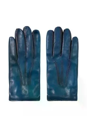 Paul Smith Stitched-detail Leather Gloves - Blue