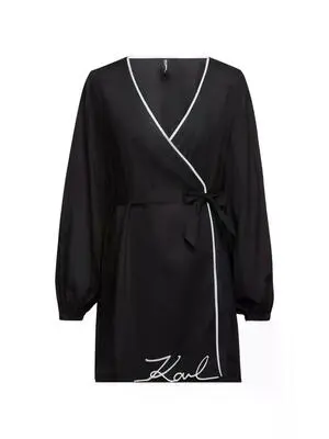 Karl Lagerfeld Signature Beach Sheer Mini Dress - Black