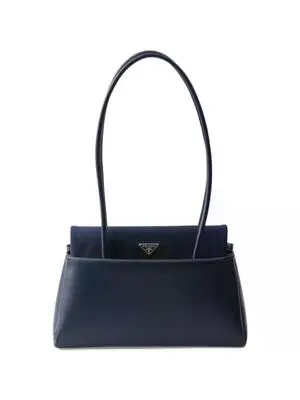 Prada Passage Medium Leather Bag With Re-nylon Flap - Blue