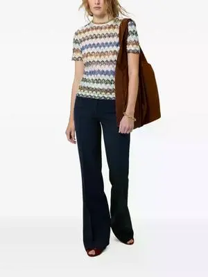 Missoni Short-sleeve Viscose Lamé Top With Lace Motif