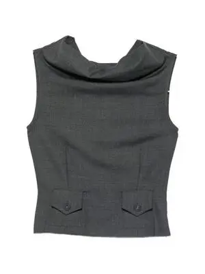 Paloma Wool Luisa High-neck Flap-pocket Top - Grey