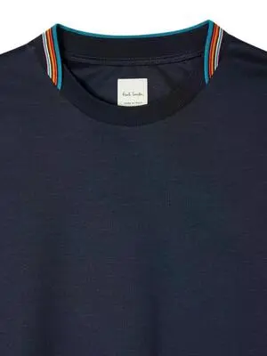 Paul Smith Navy Signature Stripe Collar T-shirt
