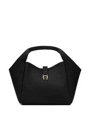 AIGNER S Zaira Logo-plaque Pebbled Tote Bag - Black