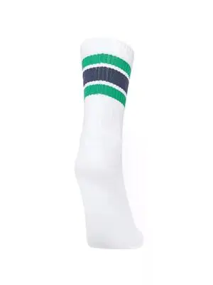 Sporty & Rich Serif Logo Striped Socks - White
