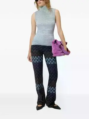 Missoni Sleeveless Viscose-and-cotton Lamé Chevron Top - Blue