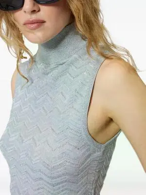 Missoni Sleeveless Viscose-and-cotton Lamé Chevron Top