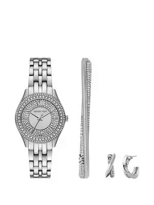 Michael Kors Mini Harlowe Pavé Gold-tone Watch And Jewelry Set - Silver