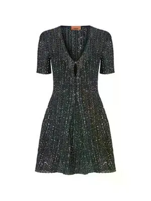 Missoni Lamé Viscose Knit Mini Dress - Black