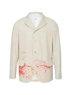 Comme Des Garçons Paint-splatter Notched-lapel Blazer - Neutrals