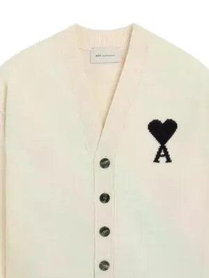 AMI Paris Wool Cardigan With De Coeur