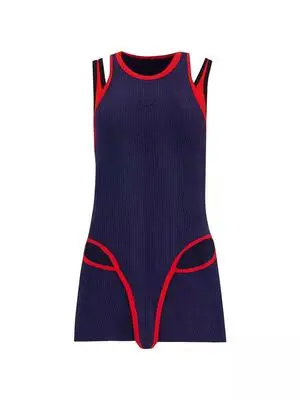 MARINE SERRE Layered Cut-out Jumpsuit - Blue