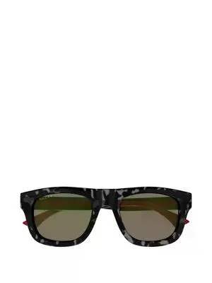 Gucci Square-frame Web-stripe Sunglasses - Grey