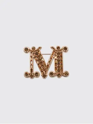 Max Mara Crystal-embellished Monogramme Brooch In Metal - Brown