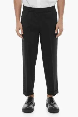 Neil Barrett Elasticated-waistband Turn-up Trousers - Black