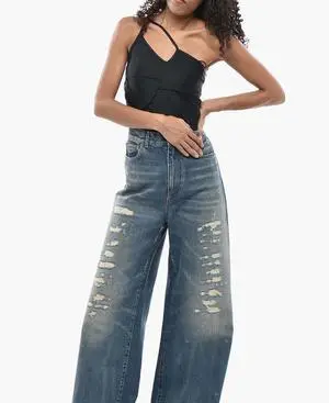 Dior Wide-leg Distressed Jeans