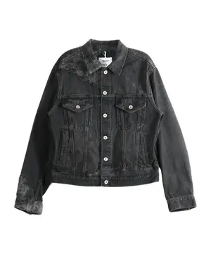DOUBLET Faded-effect Distressed Denim Jacket - Black