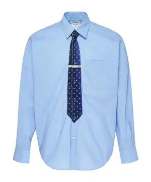 DOUBLET Trompe-l'œil Tie-embroidered Shirt - Blue