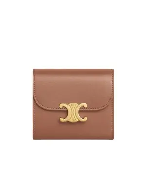 Celine Small Flap Wallet Triomphe In Shiny Calfskin