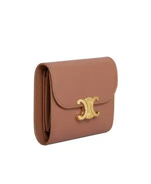 Celine Small Flap Wallet Triomphe In Shiny Calfskin