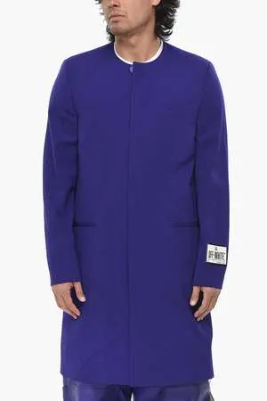 Off-White Logo-patch Single-breasted Coat - Violet