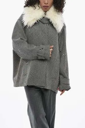 Stella McCartney Herringbone Coat With Removable Collar