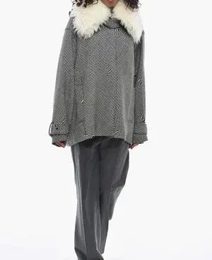 Stella McCartney Herringbone Coat With Removable Collar