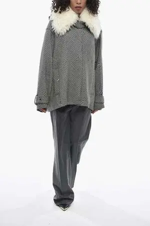 Stella McCartney Herringbone Coat With Removable Collar