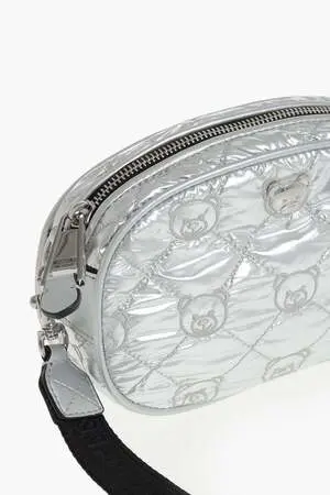 Moschino Teddy-embroidered Quilted Clutch Bag