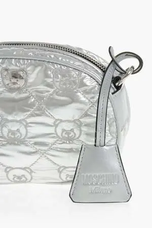 Moschino Teddy-embroidered Quilted Clutch Bag