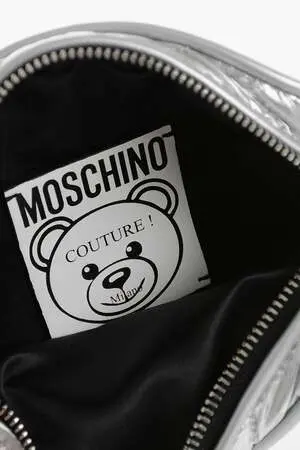 Moschino Teddy-embroidered Quilted Clutch Bag