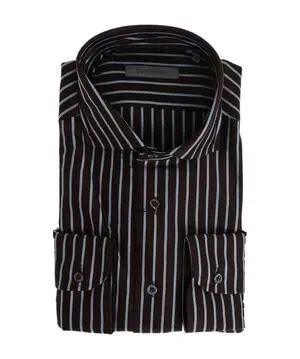 Corneliani Striped French-collar Shirt - Brown