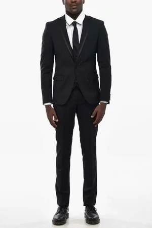 Corneliani Peak-lapel Three-piece Suit - Black