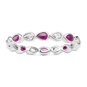 KYLIE HARPER Petite Pear-cut Ruby Cz Eternity Band Ring In Sterling Silver - Red