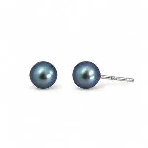 NINEMOO Nacre Noire Pearl Stud Earrings – For - Grey