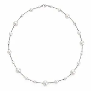 NUVV COLLECTION Elegant Pearl Beaded Necklace - Grey
