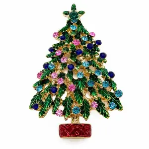 NUVV COLLECTION Christmas Tree Brooch - Gray/red
